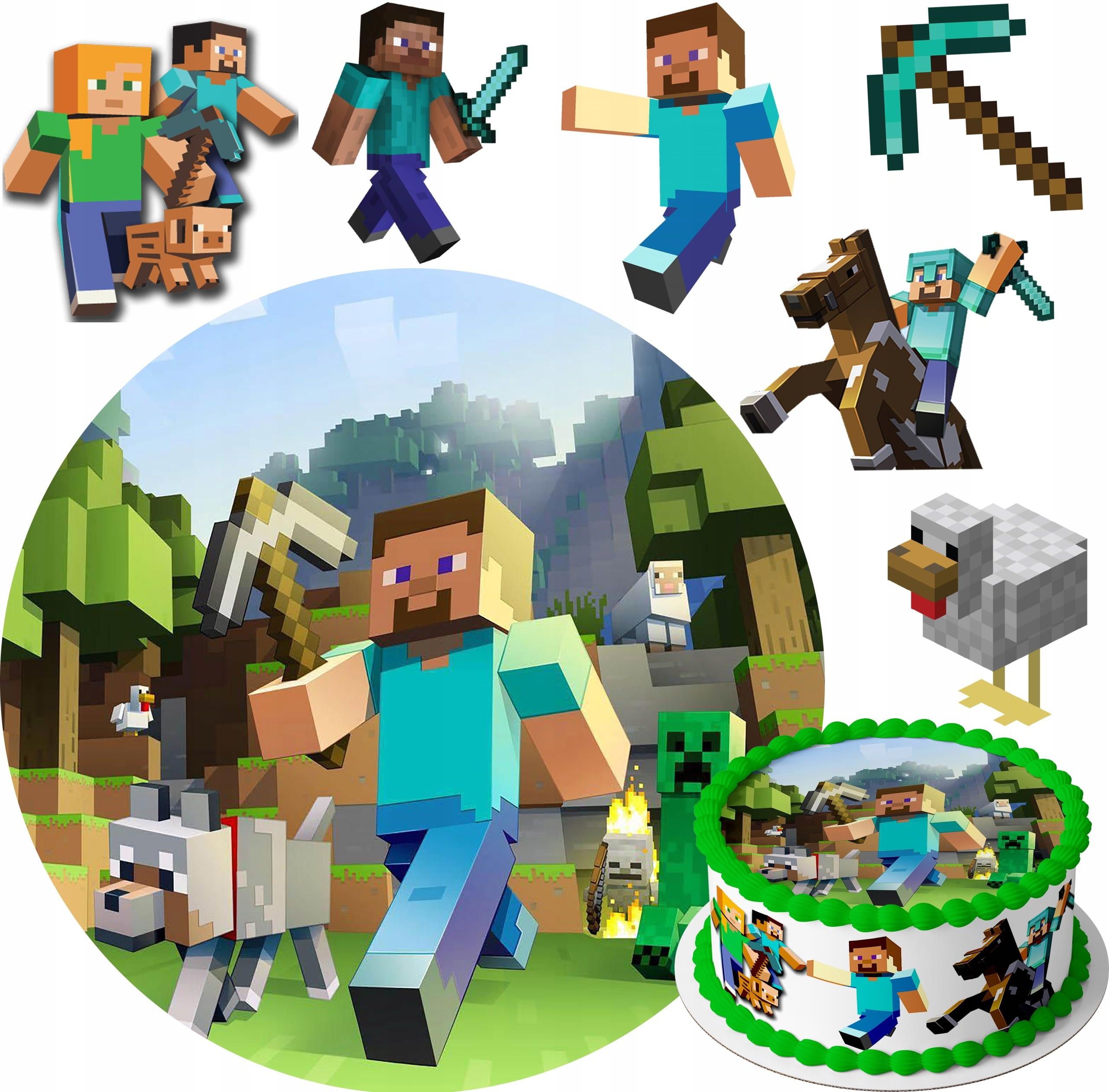 Zestaw Opłatek Na Tort Minecraft + Postaci 6szt (11472168444) - Ceny i ...
