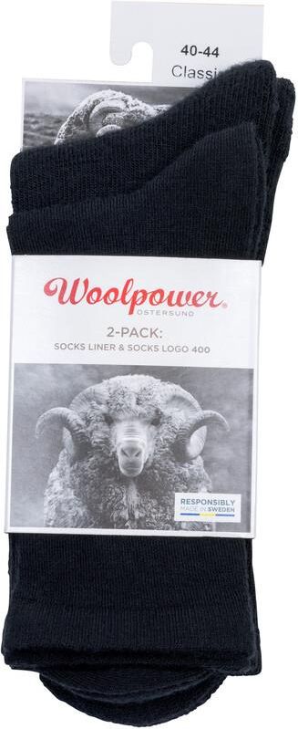 Woolpower Classic Logo+Liner Socks 2 Pack Men, czarny EU 45-48 2022 ...