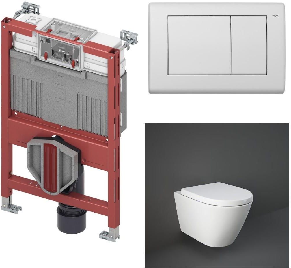 Zestaw podtynkowy Rak Resort Rimless Tece 82 Cm + Planus Biały Mat (GSRESNOR+T82+9240322 ...