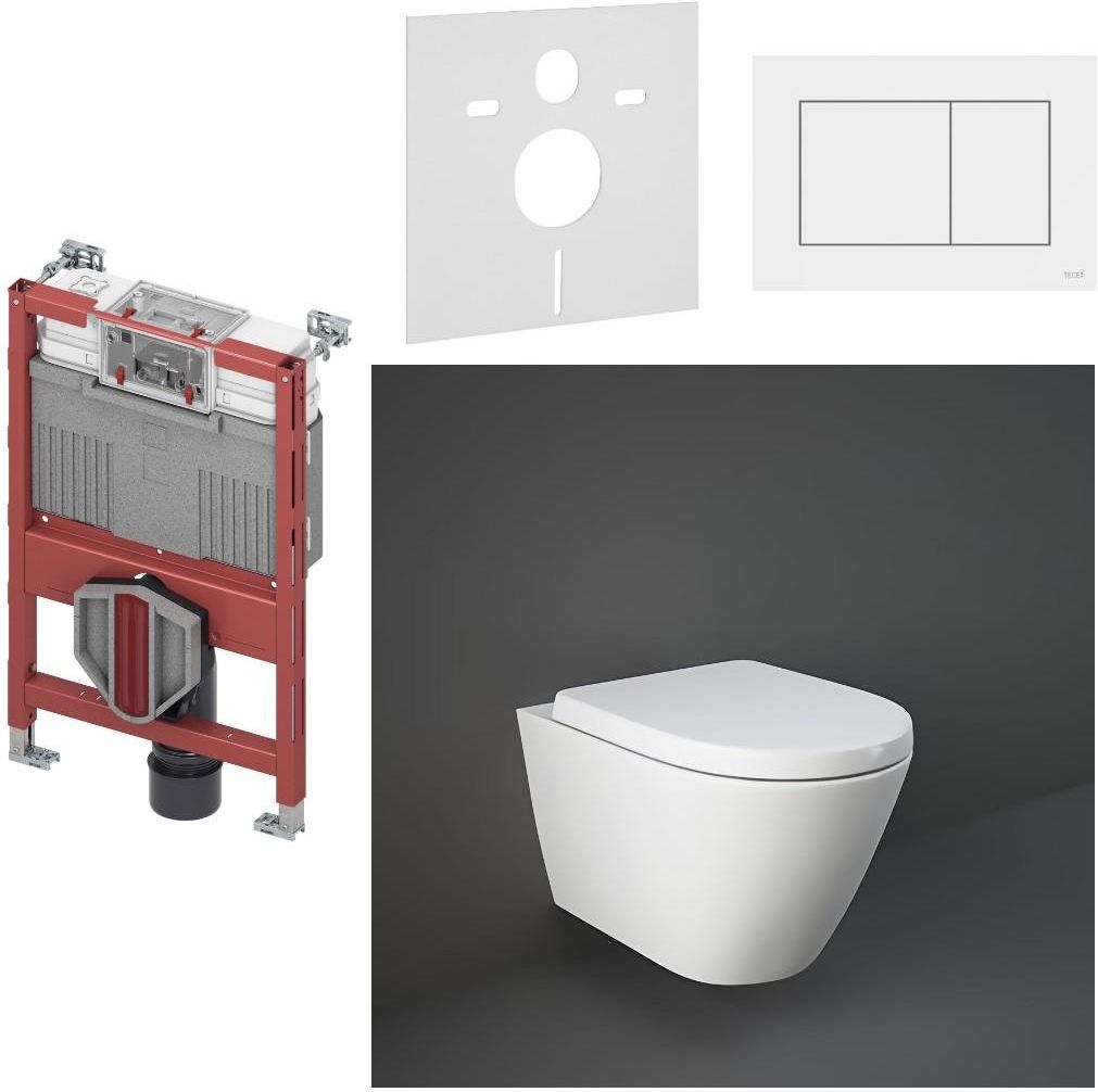 Zestaw podtynkowy Rak Resort Rimless Tece 82 Cm + Now Biały (GSRESNOR ...