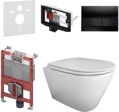 Zestaw podtynkowy Rak Resort Rimless Slim Tece 82 Cm + Square Czarny Połysk (GSRESSLM+T82 ...