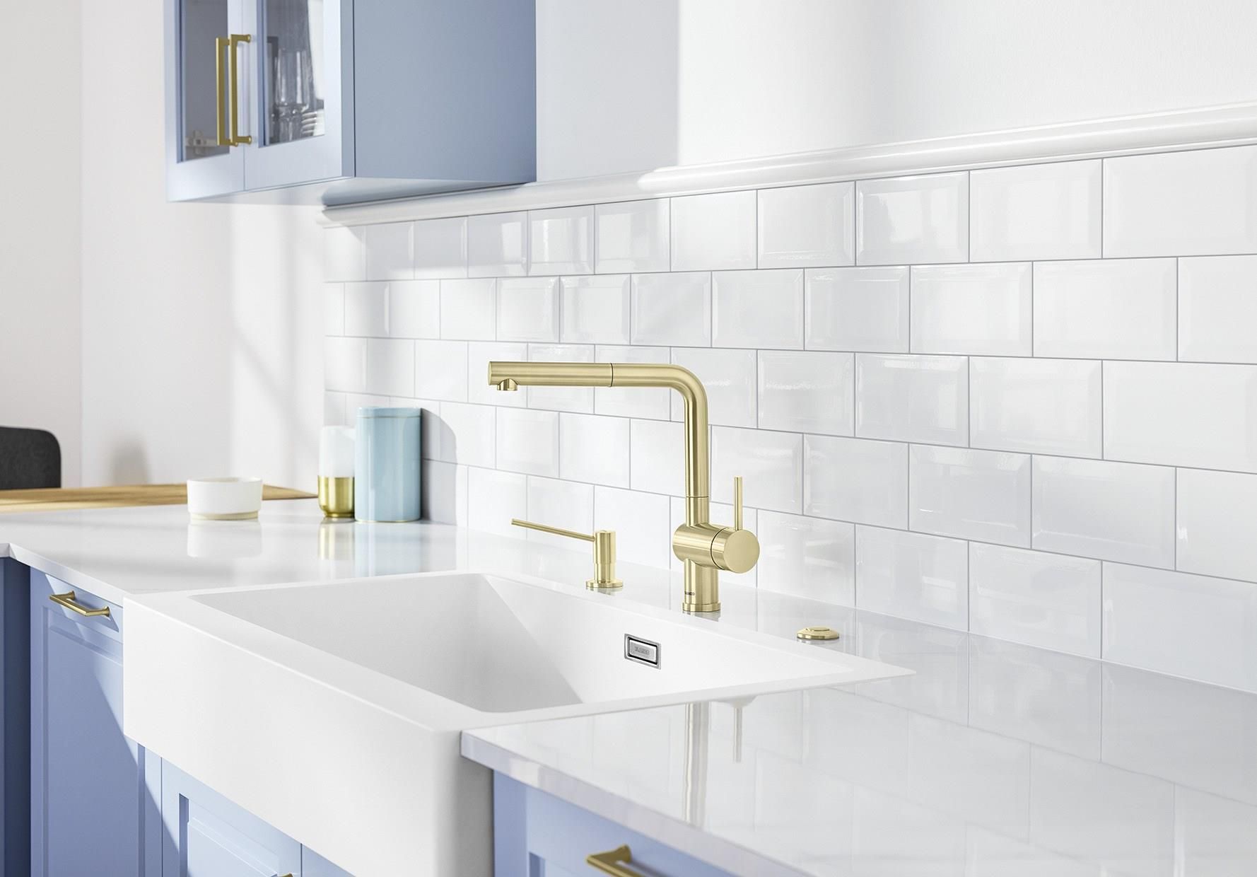 Blanco LINUS-S satin gold (526684) - Bateria kuchenna, typ Stojące ...