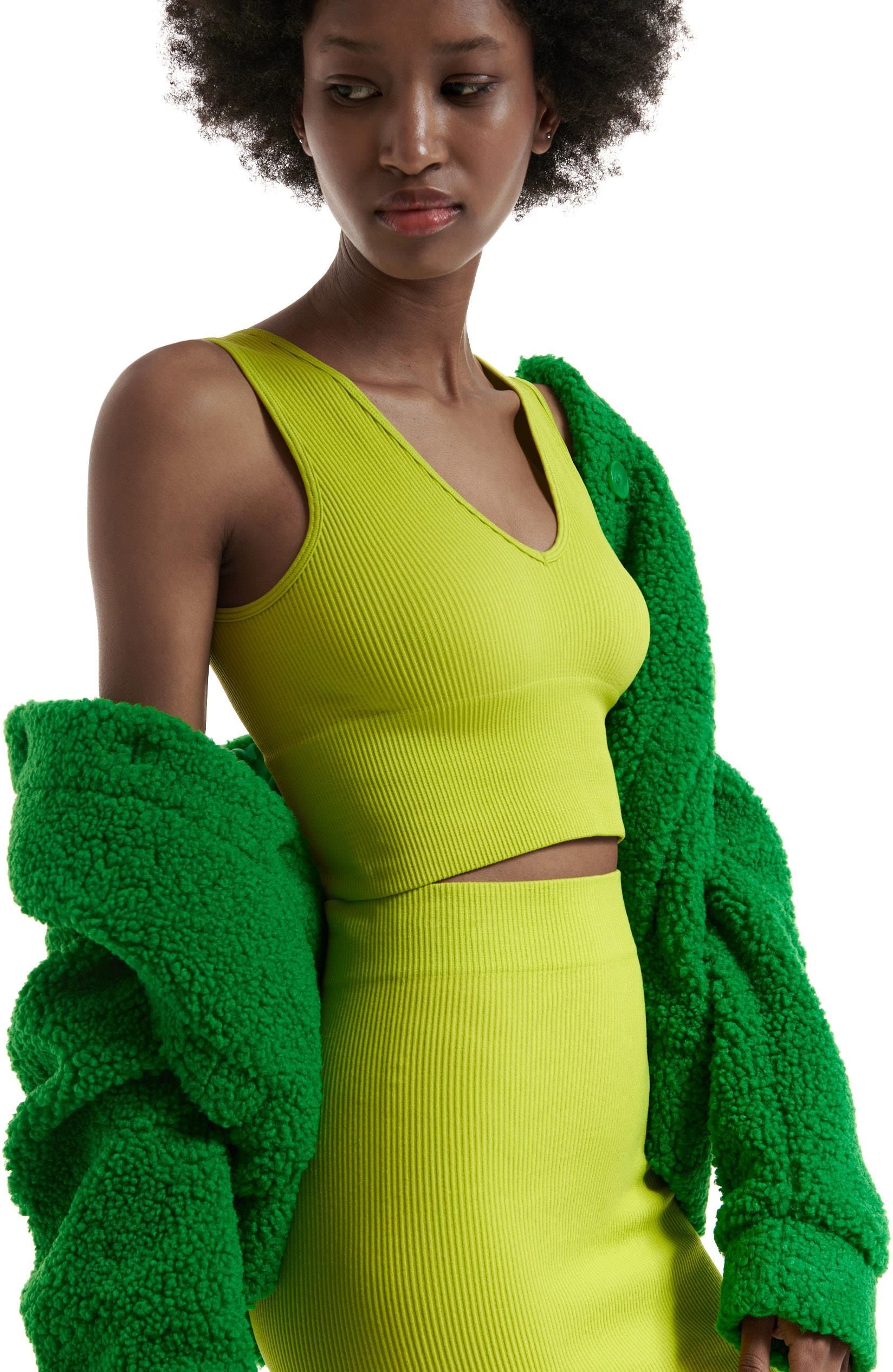 Reserved - Crop top z prążkowanej dzianiny - Zielony - Ceny i opinie ...