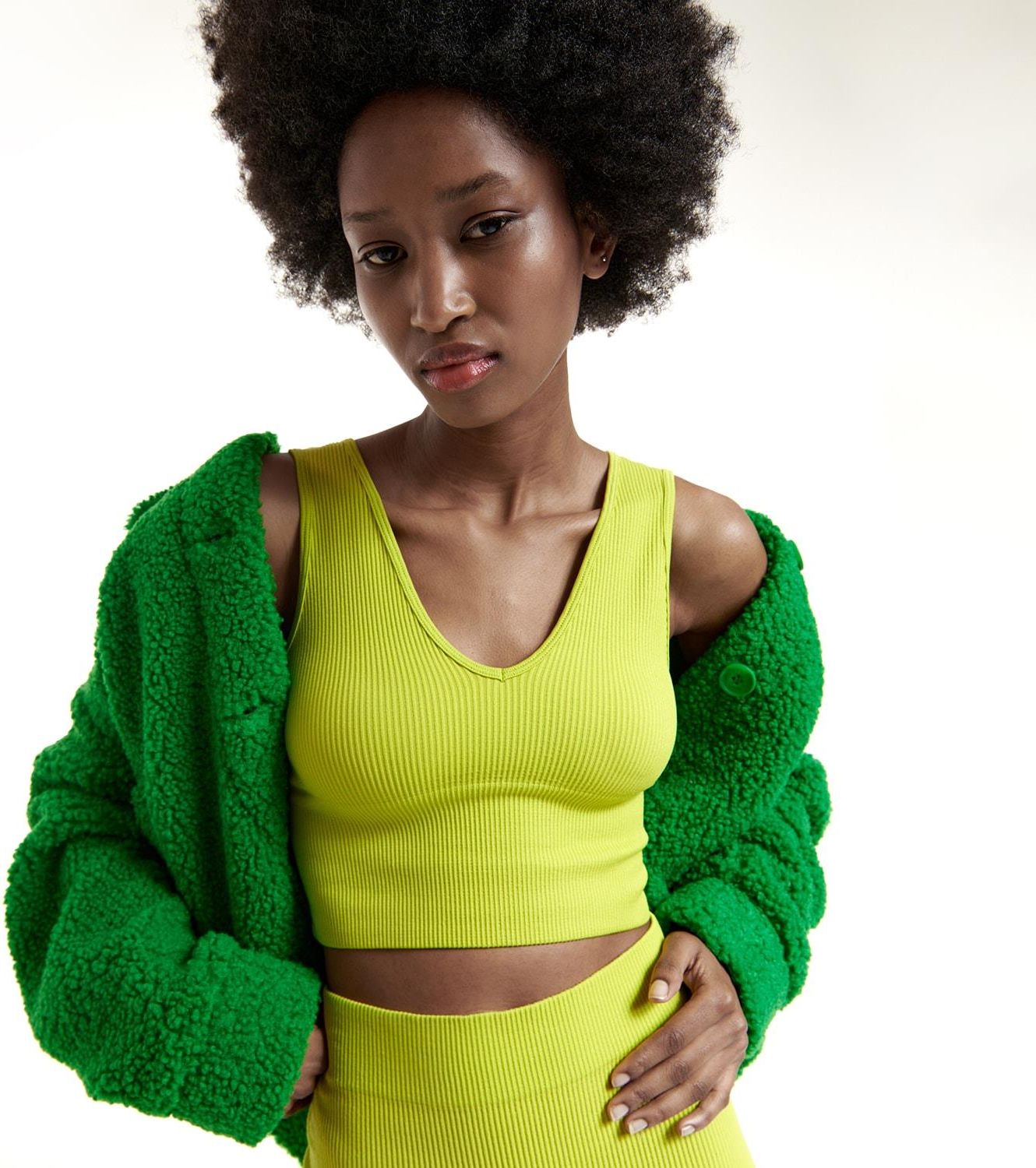 Reserved - Crop top z prążkowanej dzianiny - Zielony - Ceny i opinie ...