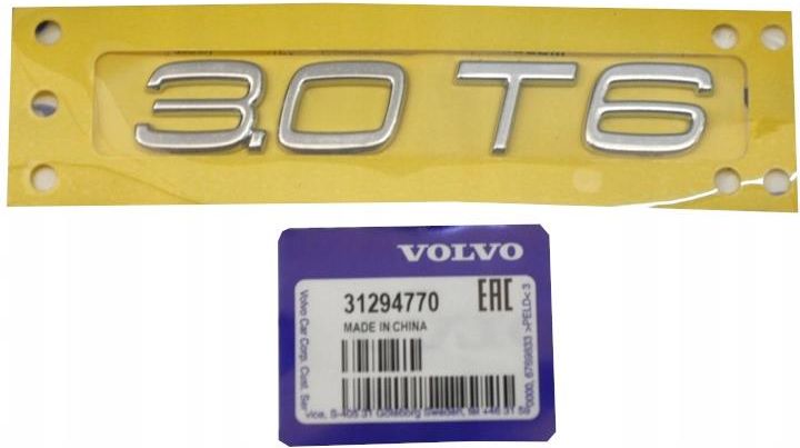 Pokrowiec samochodowy VOLVO EMBLEMAT '3.0 T6' NA TYLNĄ KLAPĘ 31294770 ...