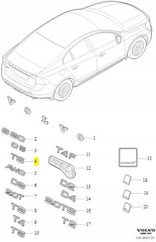 Pokrowiec samochodowy VOLVO EMBLEMAT 'T6' NA TYLNĄ KLAPĘ 31333137 ...