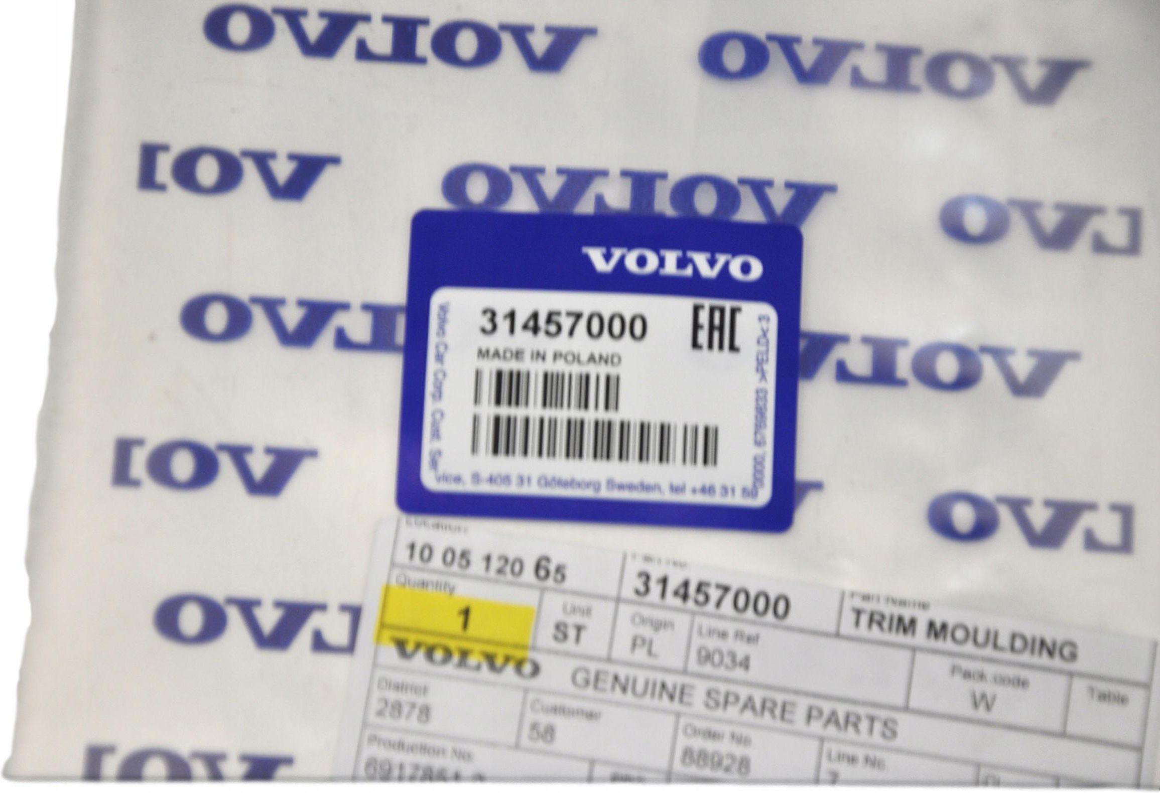 Drzwi samochodowe Volvo 31457000 Xc40 Listwa Zgarniajaca Drzwi Przednia ...