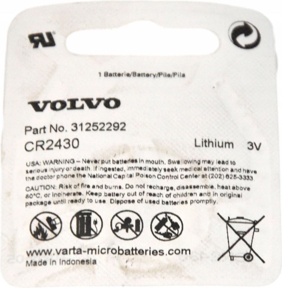 Volvo 31252292 S60 V60 Xc60 Bateria Pilota Kluczyka - Opinie i ceny na ...