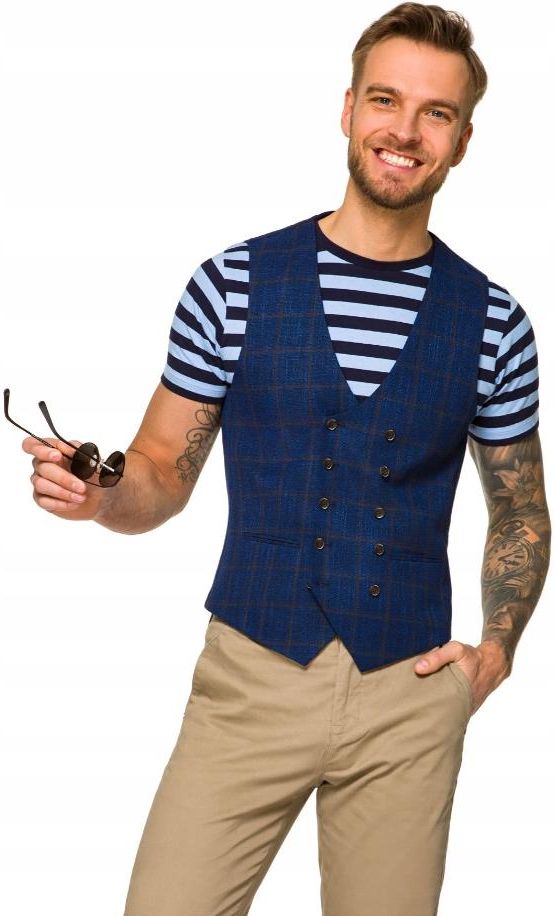 Kamizelka Męska Granat Krata Akra 50 - Ceny i opinie - Ceneo.pl