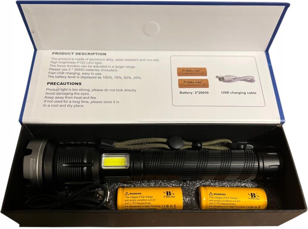 Latarka TAKTYCZNA MOCNA LATARKA LED ZOOM USB P120 8800mAh - Ceny i ...