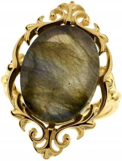 PIERŚCIONEK POZŁACANY Z LABRADORYTEM ZDOBIONY 14 - Ceny i opinie - Ceneo.pl