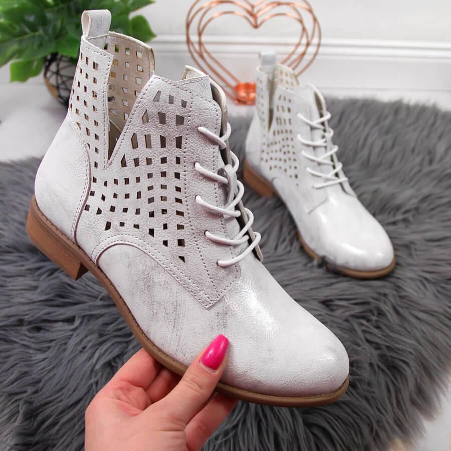 Botki damskie wiosenne ażurowe srebrne Jezzi - Ceny i opinie - Ceneo.pl