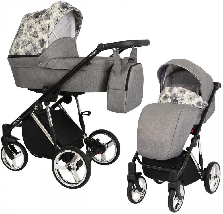 Wózek Kunert Molto Premium Grafit Jean + Kwiaty Silver Głęboko ...