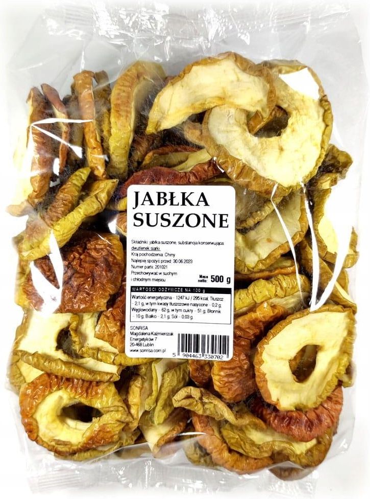 Sonrisa Jabłka Suszone 500g Krążki, Bez Gniazd, Ze Skórką - Ceny i ...