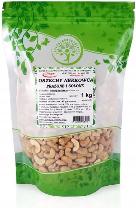 Agnex Nerkowce Całe 1kg Orzechy Nerkowca Prażone Solone - Ceny i opinie - Ceneo.pl