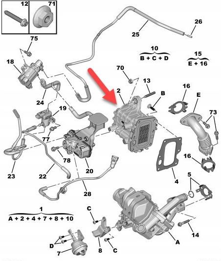 Chłodnica Spalin Egr Citroen C4 C5 Ds4 2.0 Bluehdi 9820965980 Sid 83 ...