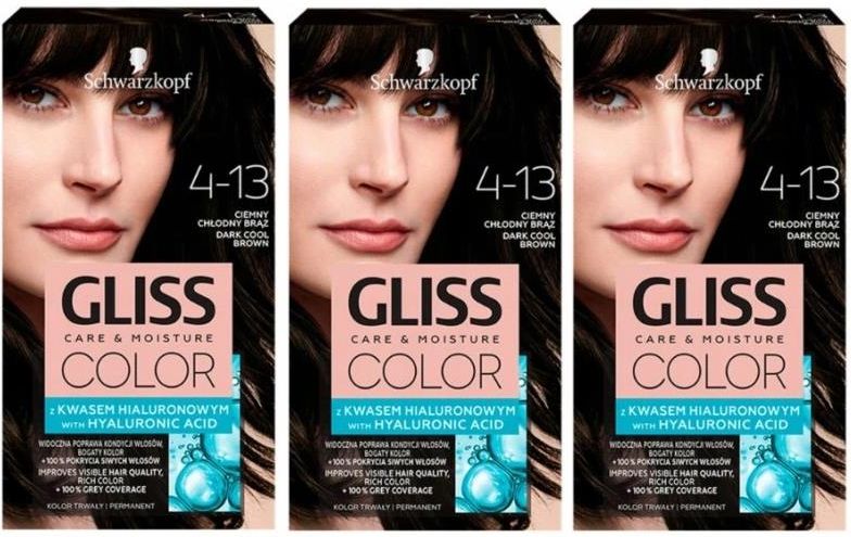 Schwarzkopf Gliss Color farba 4-13 Ciemny Chłodny Brąz x 3szt - Opinie ...
