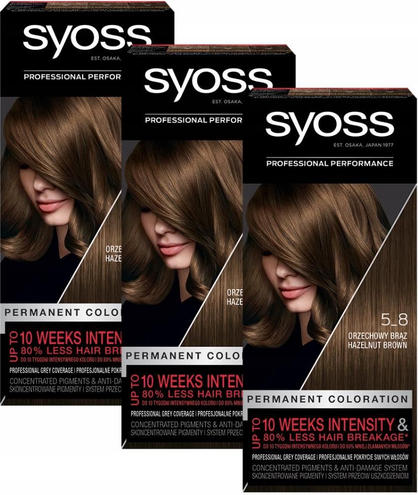 Syoss 3X Farba Do Włosów Orzechowy Brąz Trwały Kolor - Opinie i ceny na ...