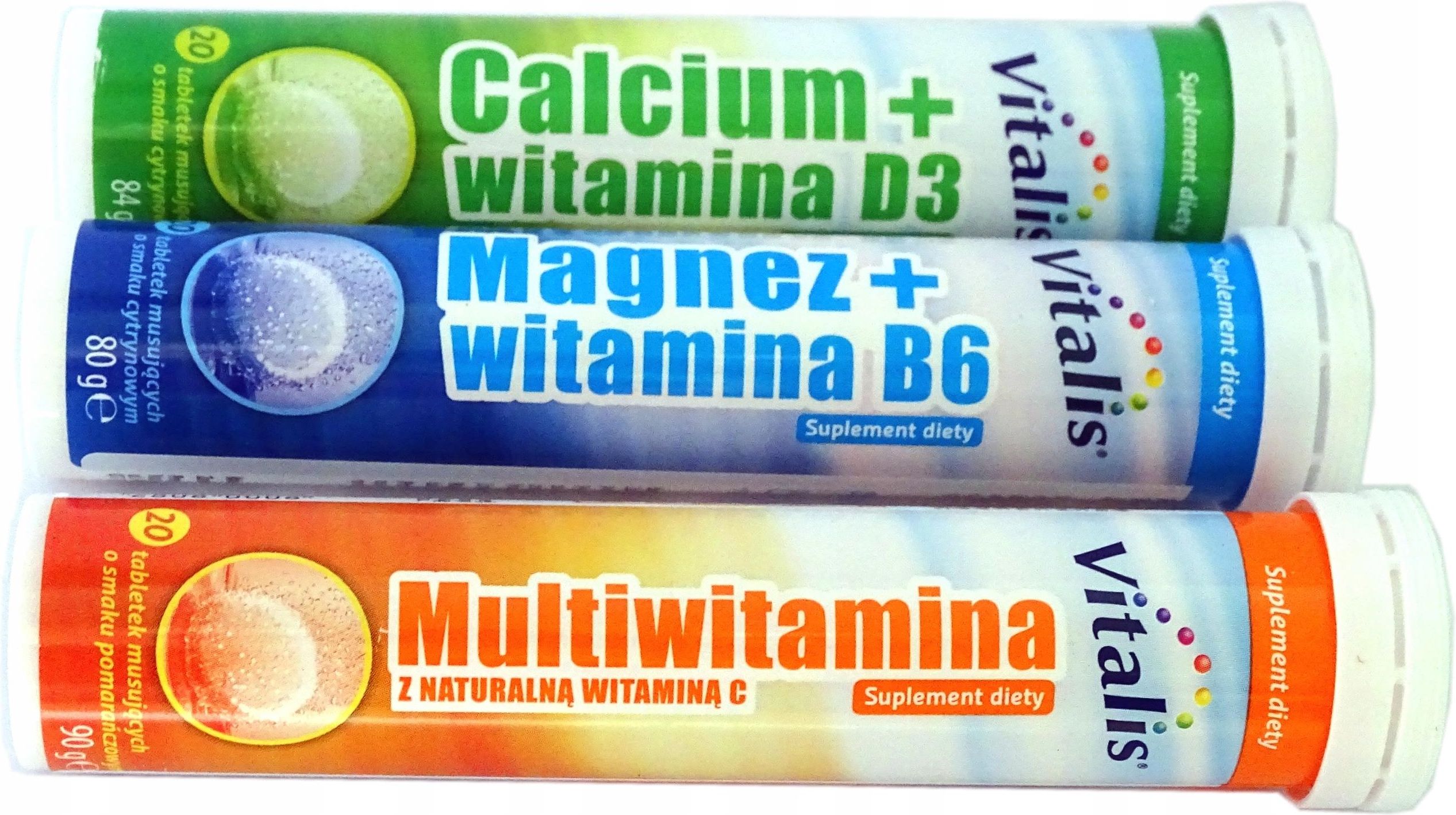Natur Pharma Witaminy musujące Wapno+D3, Magnez+B6, Multiwitamina 3x ...