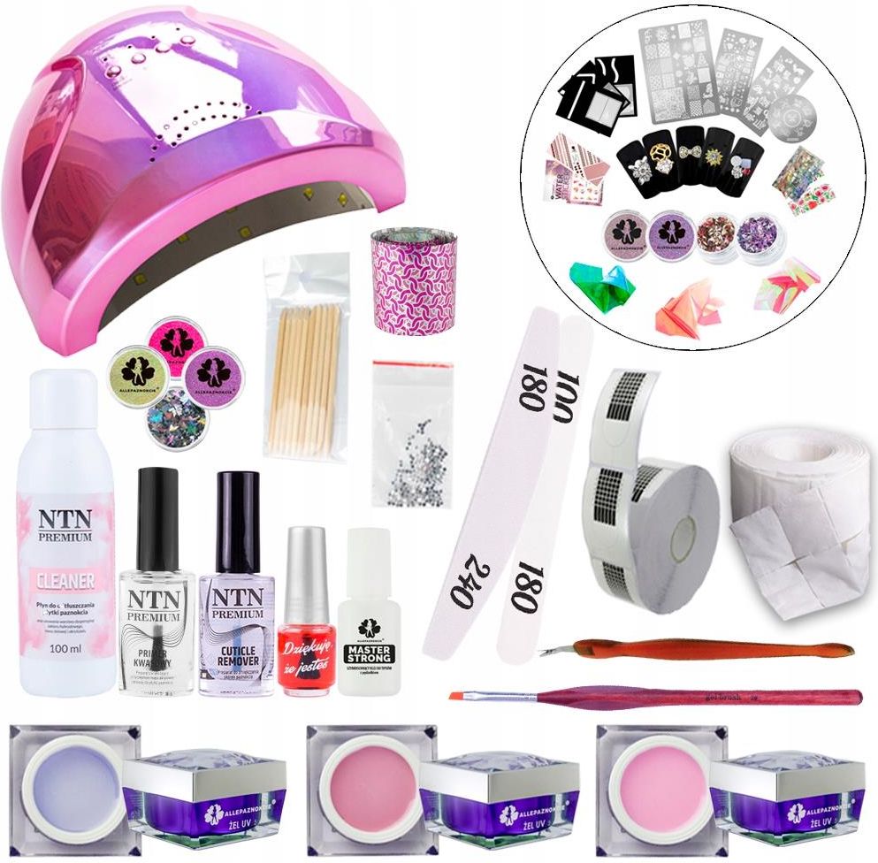 ALLEPAZNOKCIE ZESTAW ŻELOWY BUDUJĄCY 3 X ŻEL 5G LAMPA AKCESORIA ...