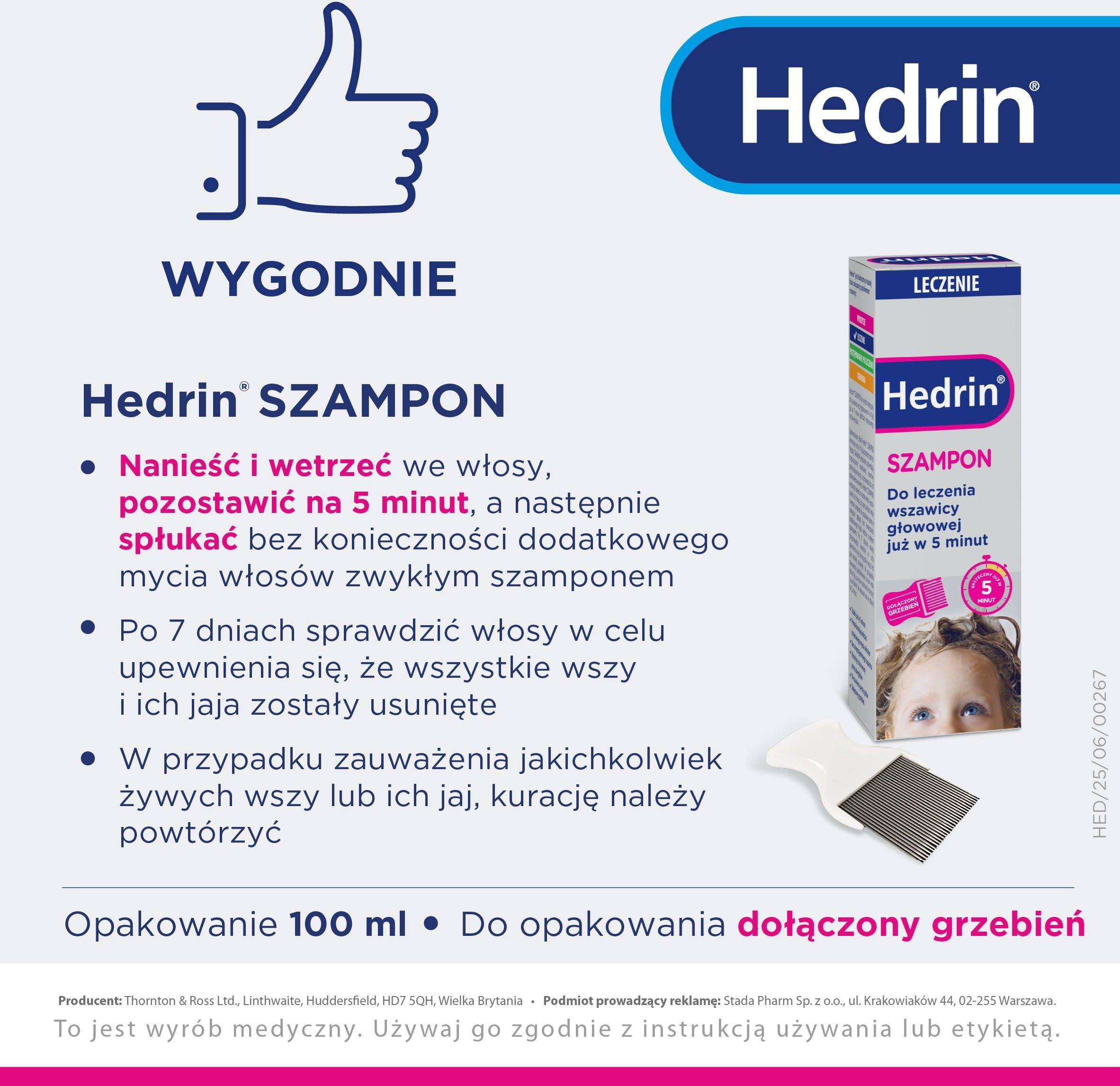 Hedrin Szampon leczniczy do zwalczania wszawicy 100 ml - Opinie, cena ...