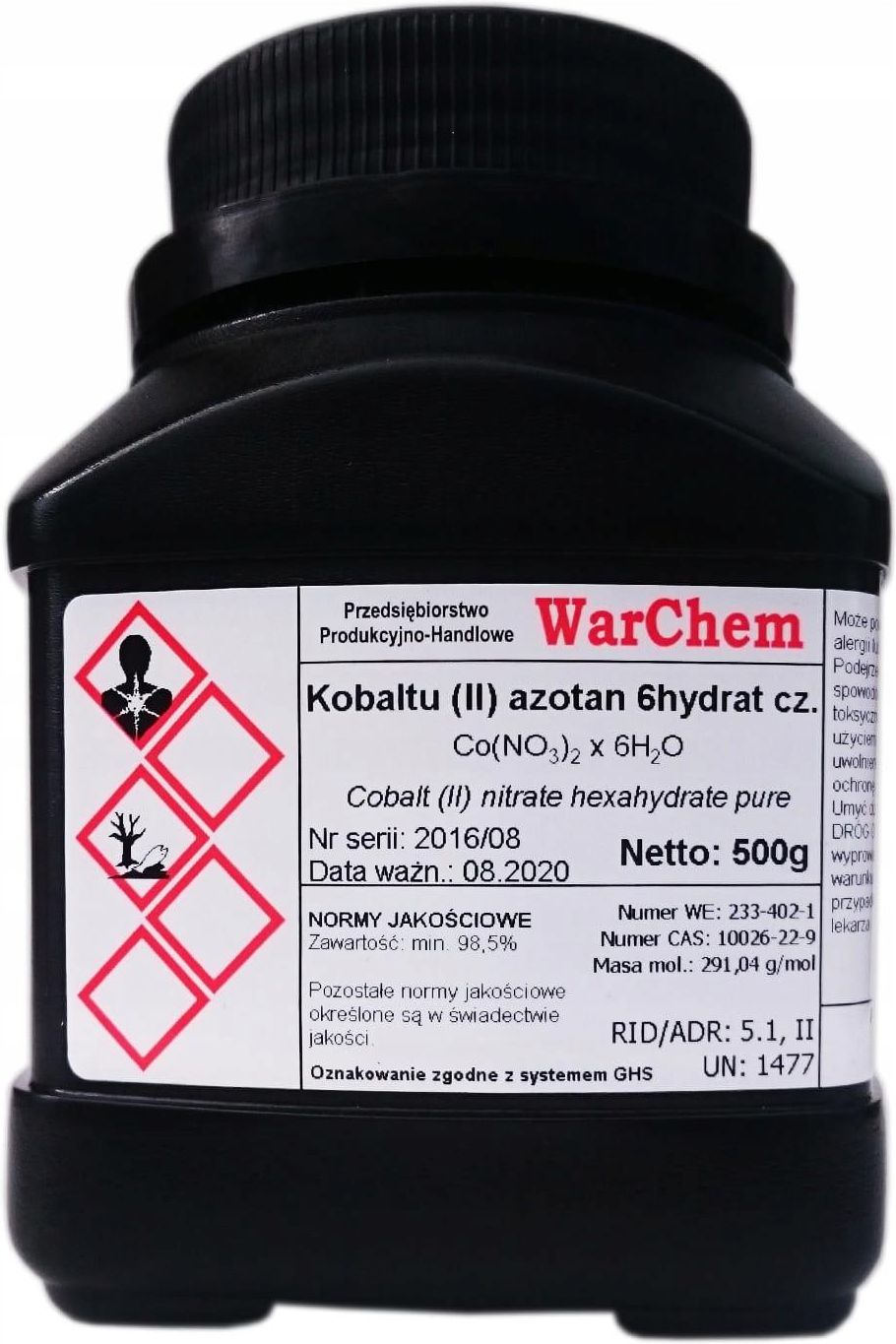 Drobne akcesoria medyczne Azotan Kobaltu (II) 6hydrat - czysty - 500g ...