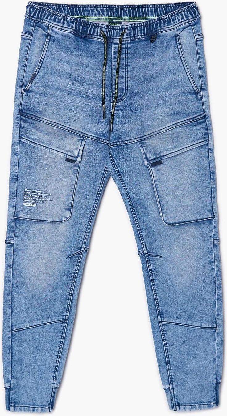 Cropp Jeansowe Joggery Z Kieszeniami Cargo Niebieski Ceny I