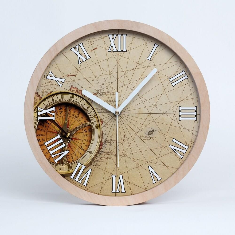 Fototapety Kompas na mapie Nowoczesny zegar ścienny (ZD122551026 ...