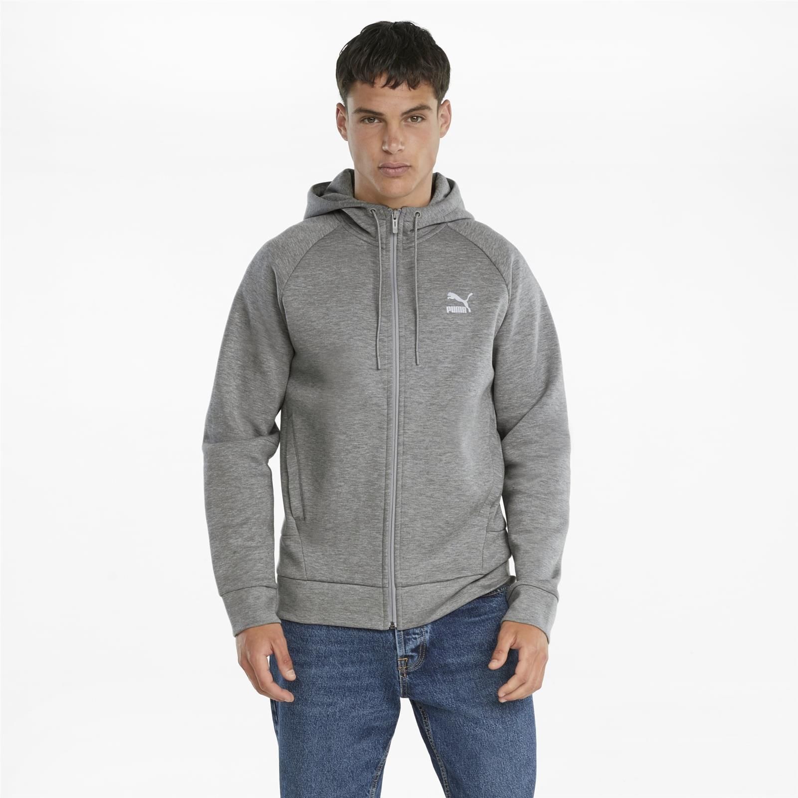 Bluza z kapturem męska Puma CLASSICS TECH FULL-ZIP szara 53150603 ...