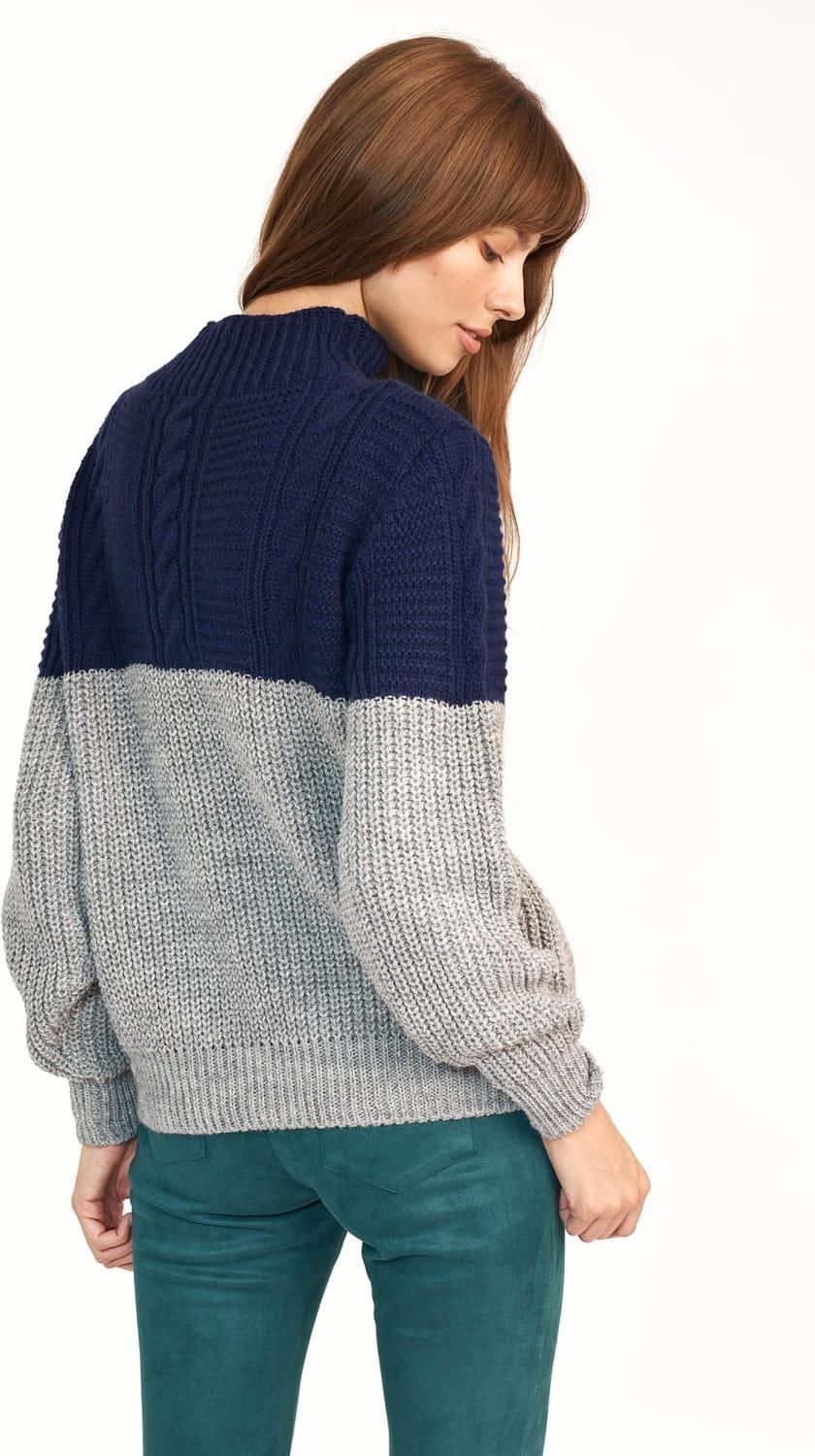 Dwukolorowy sweter SW09 Navy/Grey - Ceny i opinie - Ceneo.pl