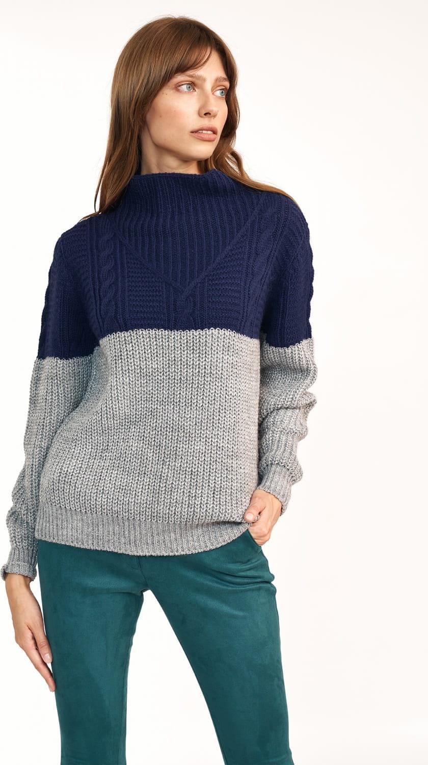 Dwukolorowy sweter SW09 Navy/Grey - Ceny i opinie - Ceneo.pl