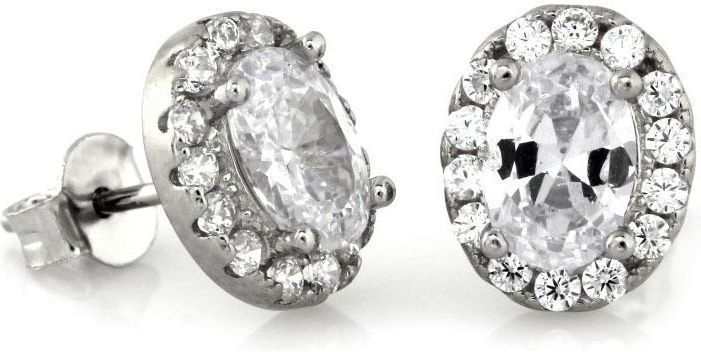 Lovrin Srebrne kolczyki 925 eleganckie z cyrkoniami 2,11g SKL937B ...