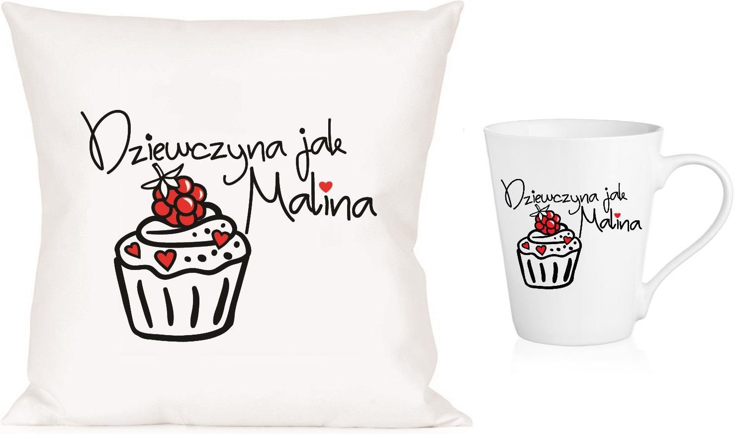 PODUSZKA I KUBEK 300ml DZIEWCZYNA JAK MALINA PREZENT DLA DZIEWCZYNY - Opinie i atrakcyjne ceny ...