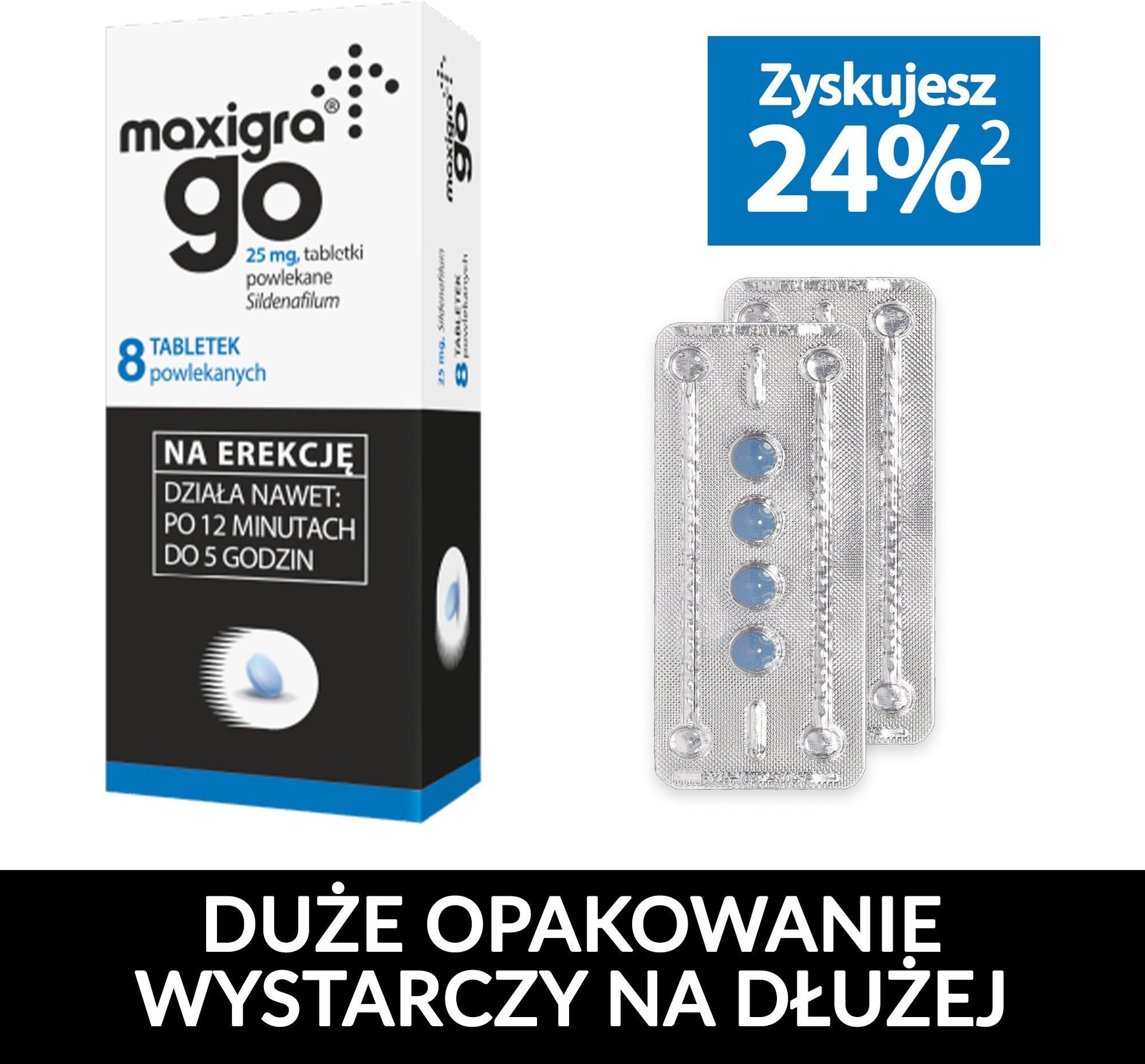 Maxigra Go 25 mg x 8 tabl. - Opinie i ceny na Ceneo.pl