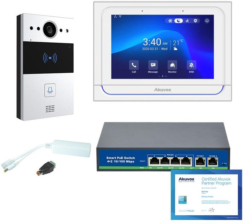 Videofon Akuvox R20A X933W-W Zestaw wideodomofonowy IP jednorodzinny Elegancki i Stylowy Monitor ...