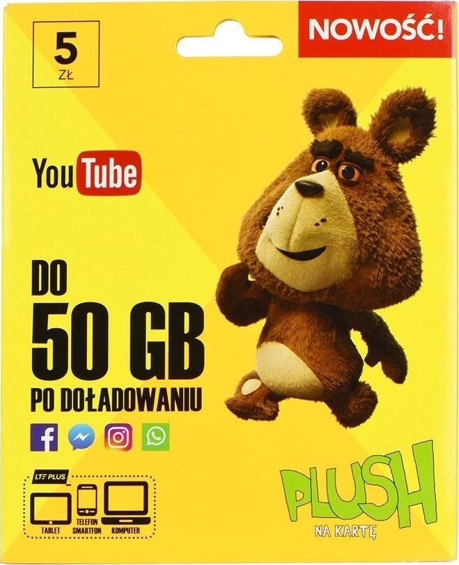 Plush Karta Startowa 5zł - 6GB na start do 100GB po doładowaniu ...