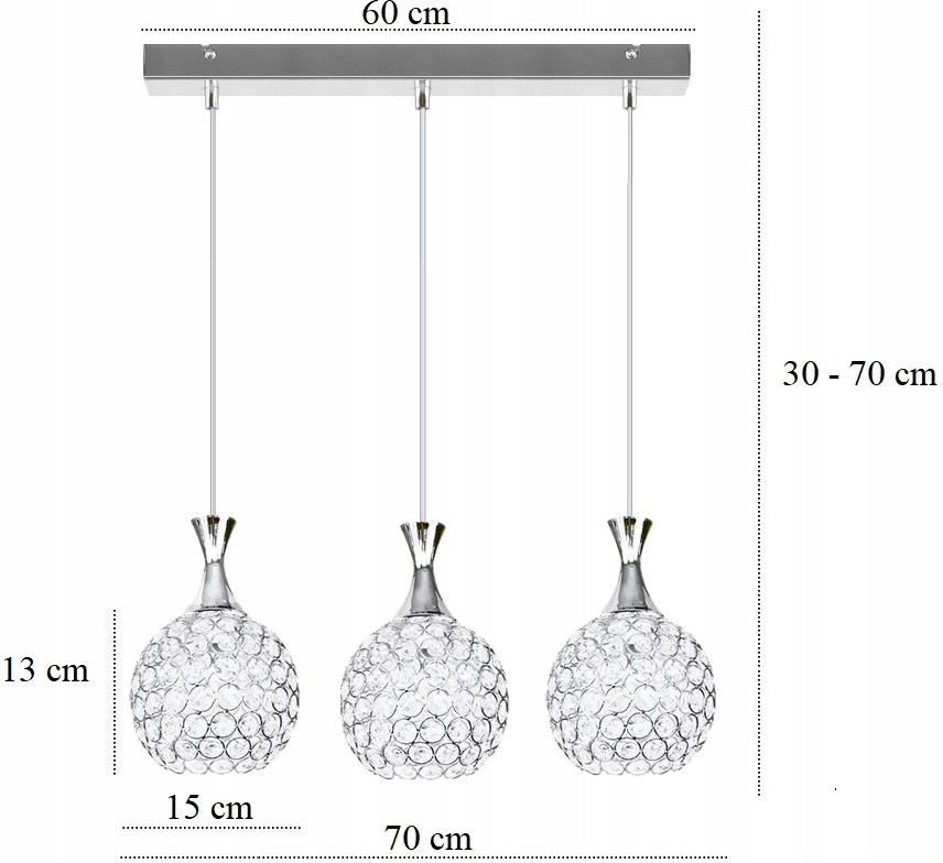 Tadex Lampa Wisząca Zwis Chrom Kryształki Diamenty Led (PL30301 ...