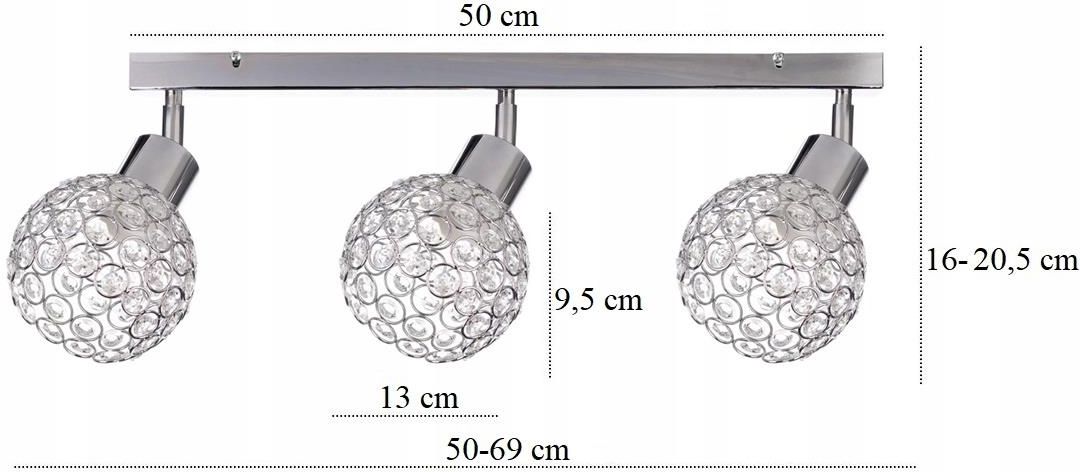 Tadex Lampa Wisząca Plafon Chrom Kryształki Diamenty Led (PR3305 ...