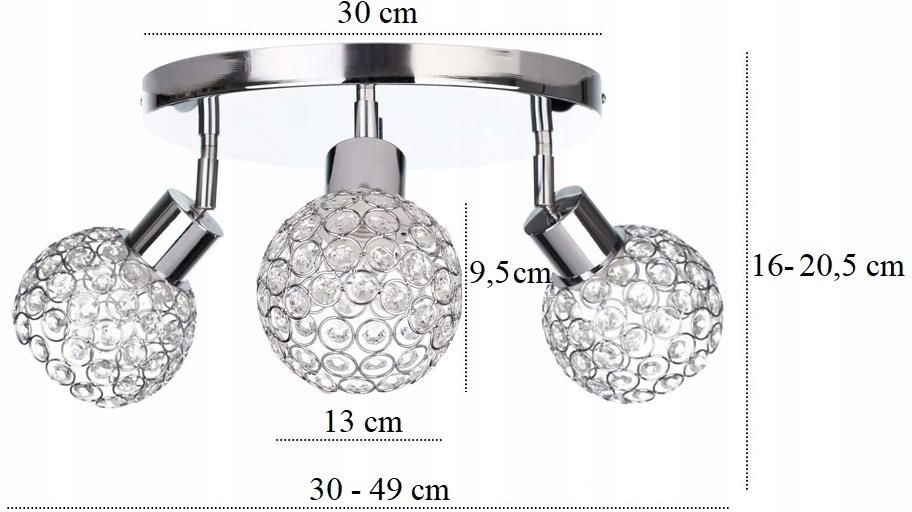 Tadex Lampa Wisząca Plafon Chrom Kryształki Diamenty Led (PPO3305 ...