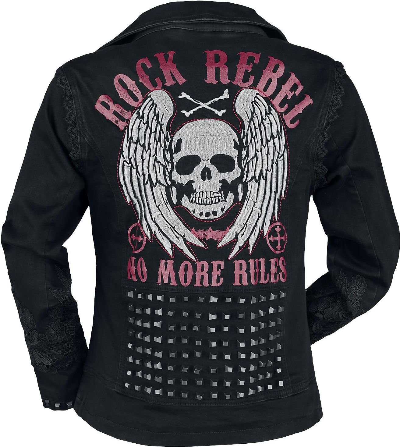 Rock Rebel by EMP - Black Between-Seasons Jacket with Studs and Print ...