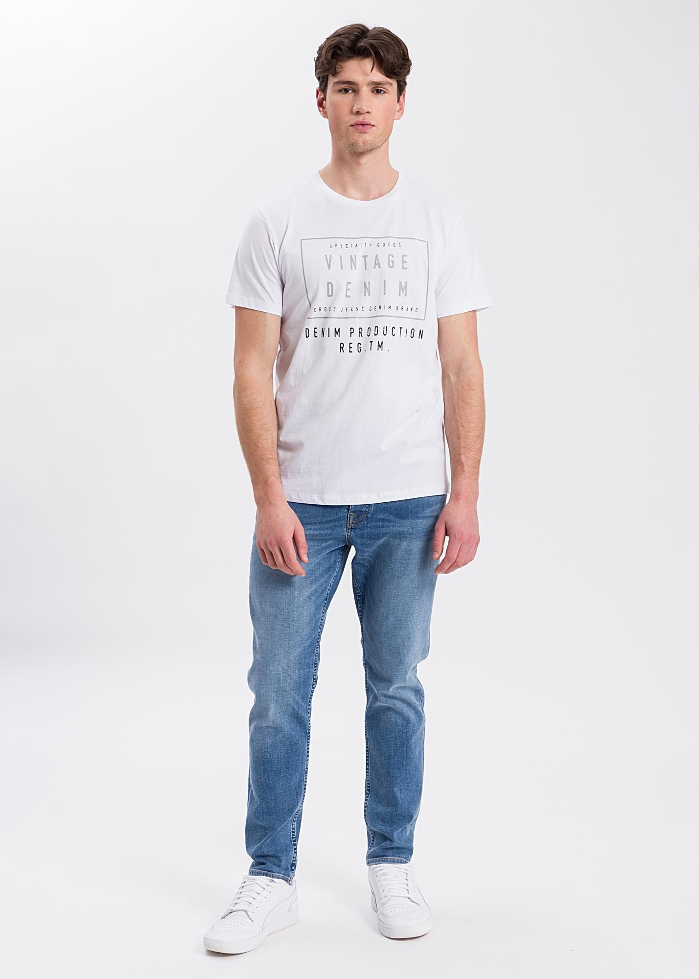 Cross Jeans Vintage Denim Tee - White (008) - Ceny i opinie - Ceneo.pl