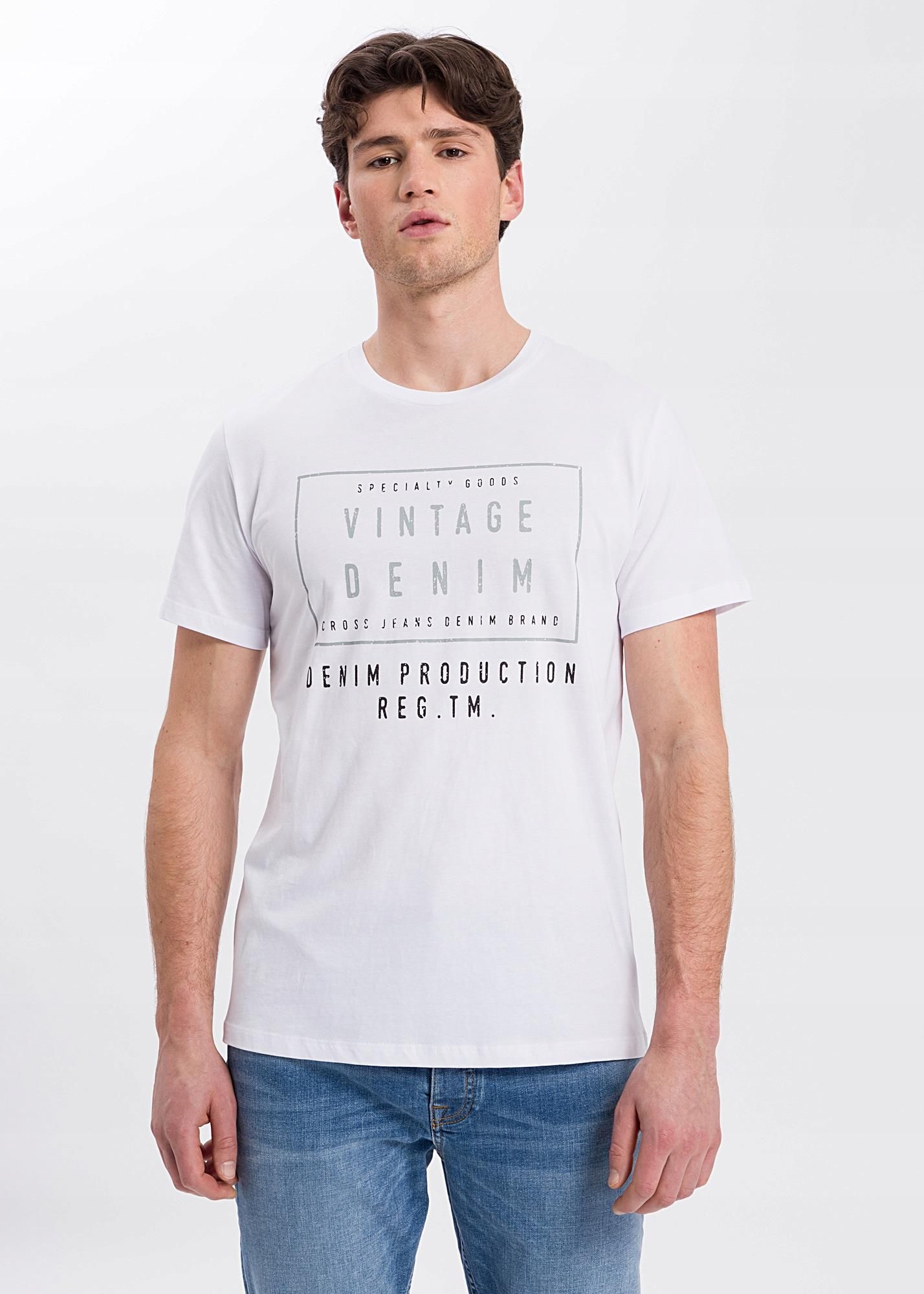 Cross Jeans Vintage Denim Tee - White (008) - Ceny i opinie - Ceneo.pl