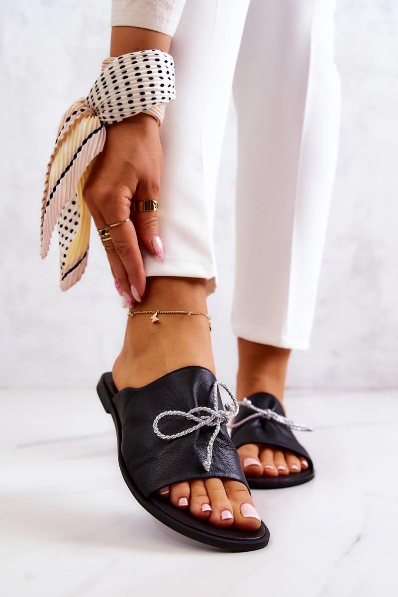 Skórzane Klapki Damskie Nicole 2659/001 Czarne - Ceny i opinie - Ceneo.pl