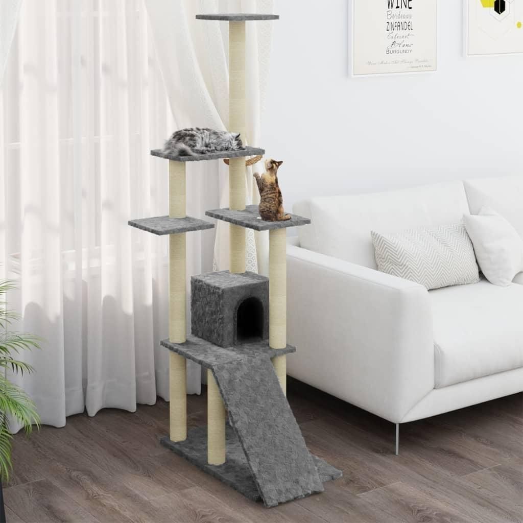 Vidaxl Drapak Dla Kota Ze Słupkami Sizalowymi Jasnoszary 155 Cm - Ceny ...