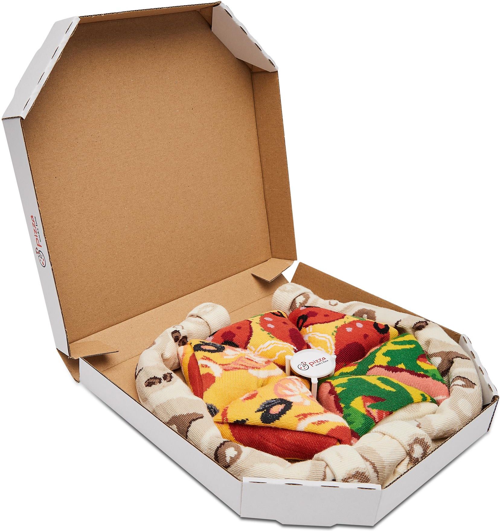 Zestaw 4 par wysokich skarpet męskich ZOOKSY - Pizza Socks Box Italiana ...