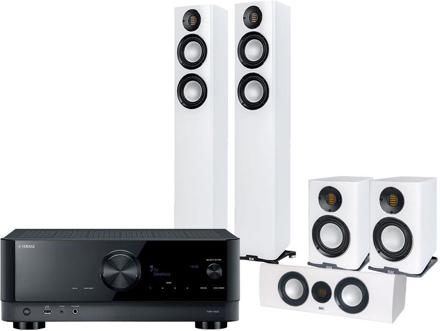 Kino domowe Yamaha TSR-400 Czarny + ELAC Carina FS247.4 + BS 243.4 ...
