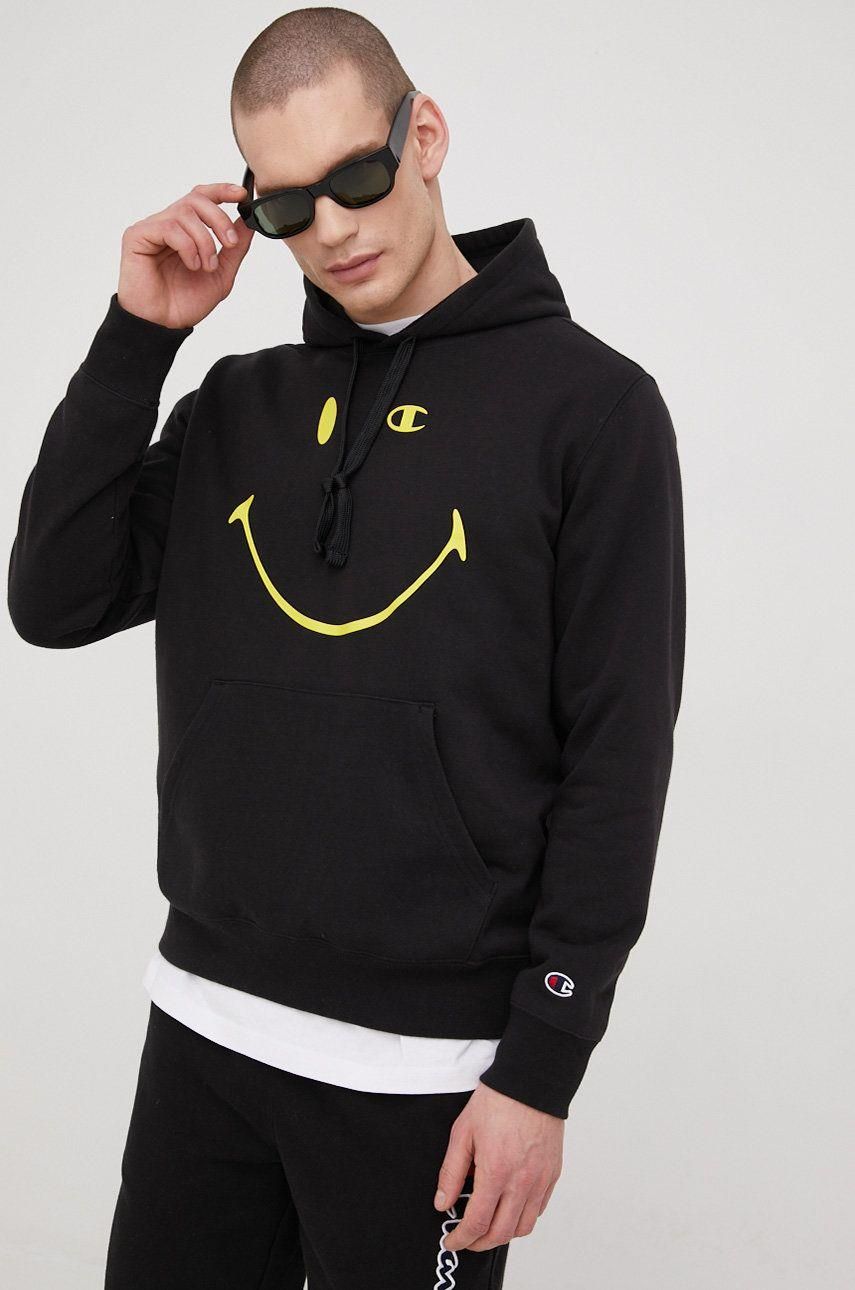 Champion bluza CHAMPION X SMILEY męska kolor czarny z kapturem z ...