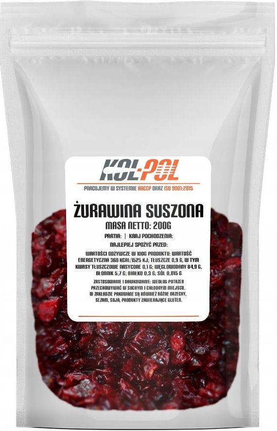 Kol-Pol Żurawina Suszona 200g Cięta Naturalna - Ceny i opinie - Ceneo.pl
