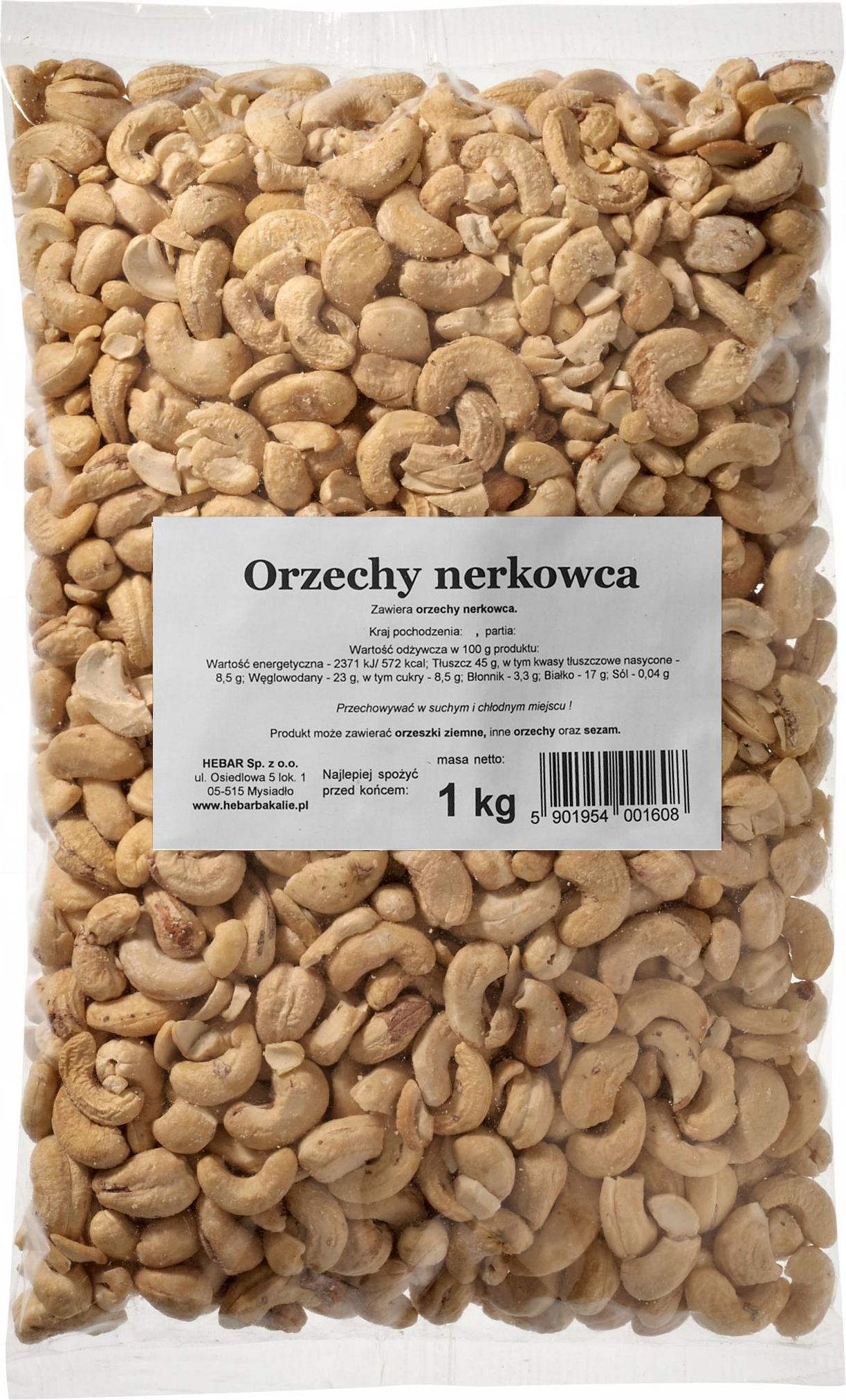 Hebar Orzechy Nerkowca 1kg - Ceny i opinie - Ceneo.pl