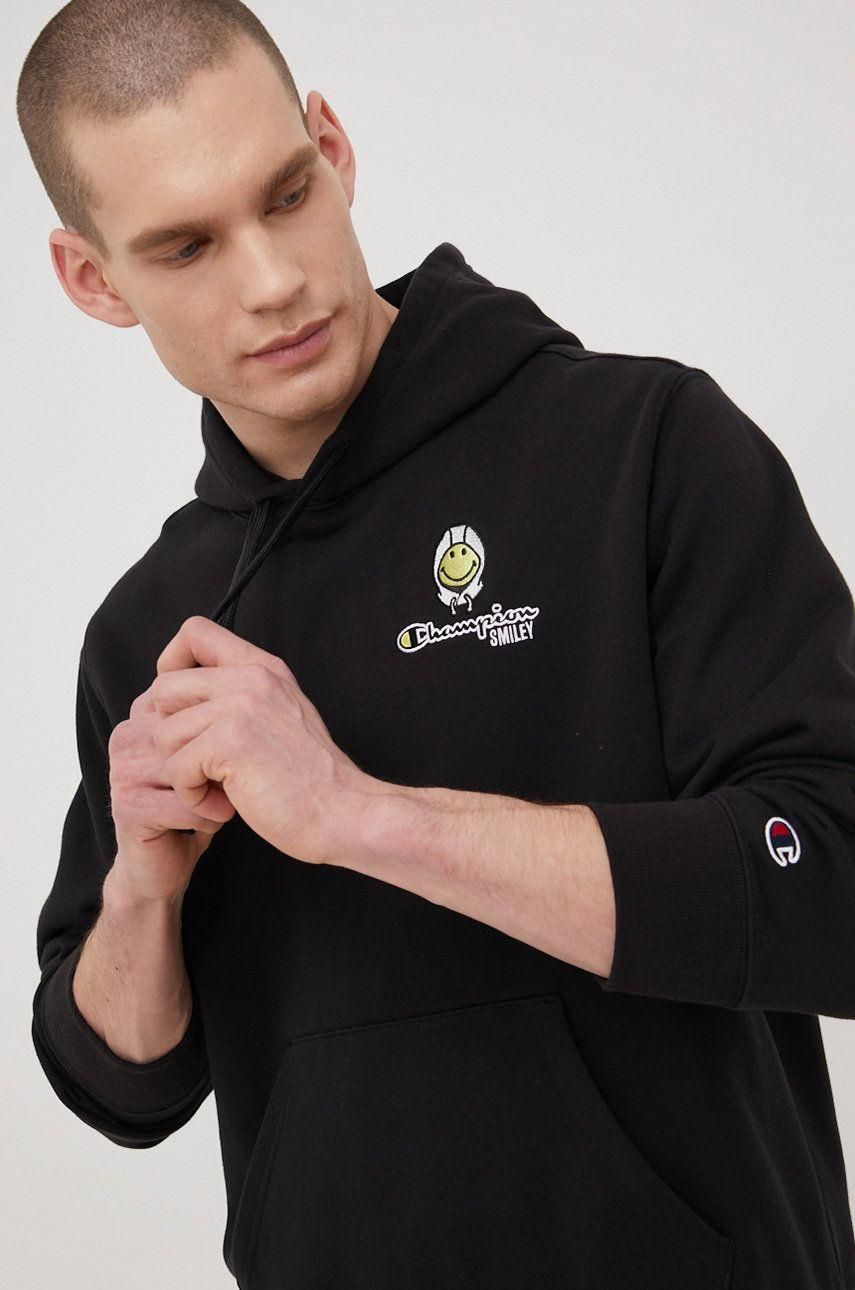 Champion bluza CHAMPION X SMILEY męska kolor czarny z kapturem z ...